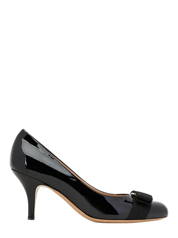 FERRAGAMO Vara Bow Carla 70cm Patent Leather Pumps - Black