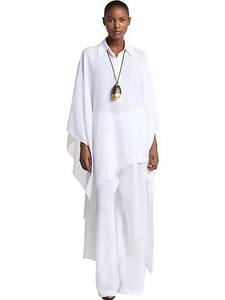 Michael Kors Linen Gauze Asymmetric Caftan - White