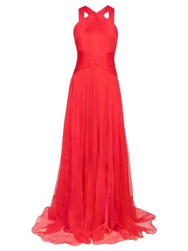 M.MARQUISE Mayla Twisted Halterneck Maxi Dress - Red