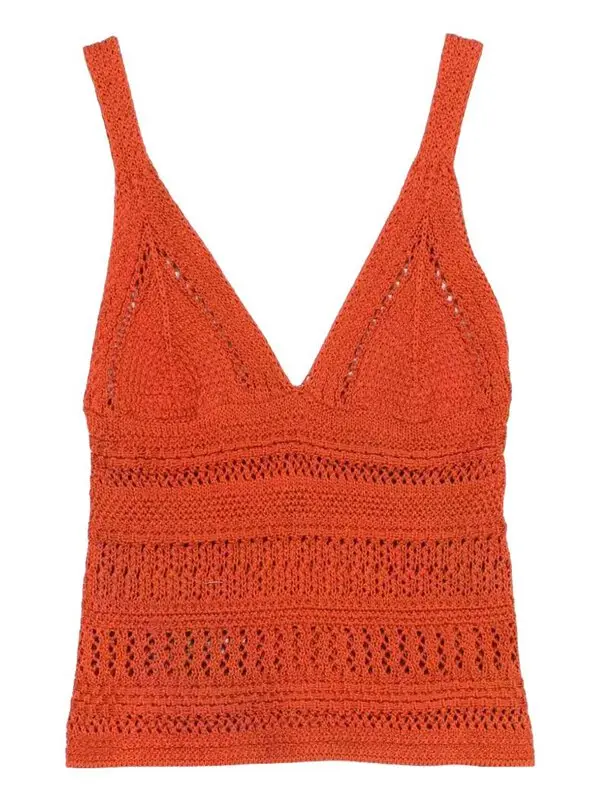 Alpha Studio Crochet Sleeveless Top - Orange