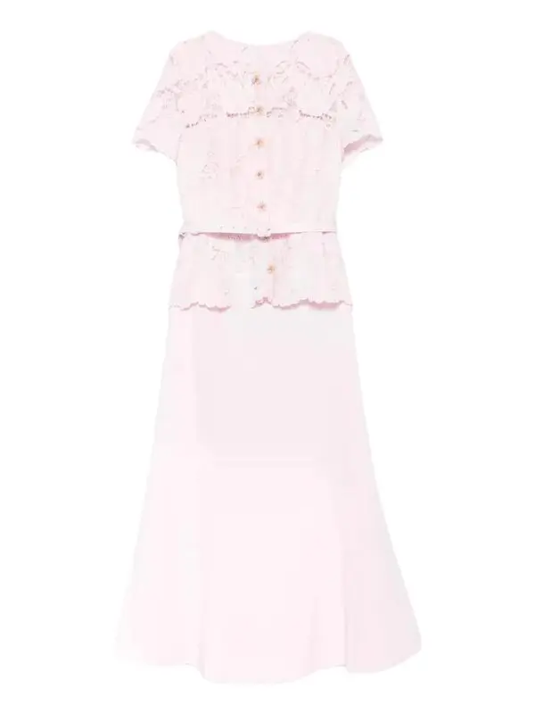 SELF-PORTRAIT Lace Belted A-line Dress - Pink
