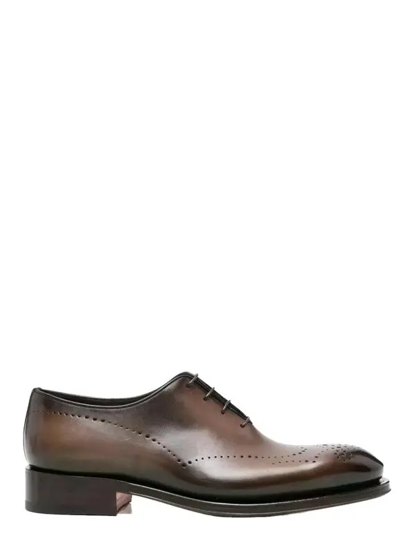 Santoni Leather Oxford Shoes - Brown