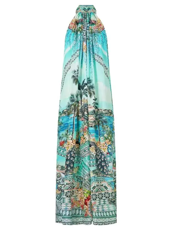 Camilla Maxi Floral-print Dress - Blue