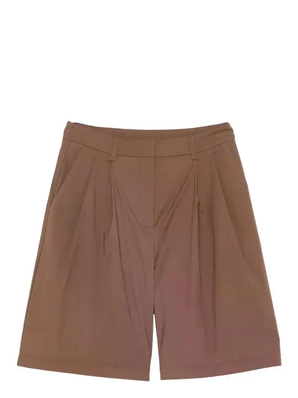 Alpha Studio Pleated Tailored Shorts - Brown