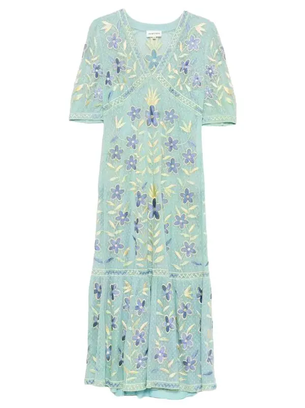 Antik Batik Carioca Floral Embroidered Maxi Dress - Blue
