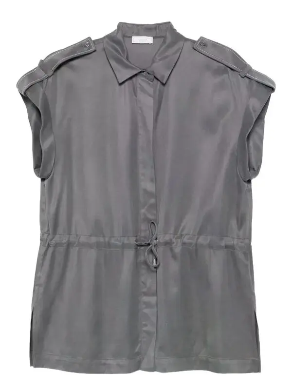 Peserico Drawstring Epaulettes Blouse - Grey