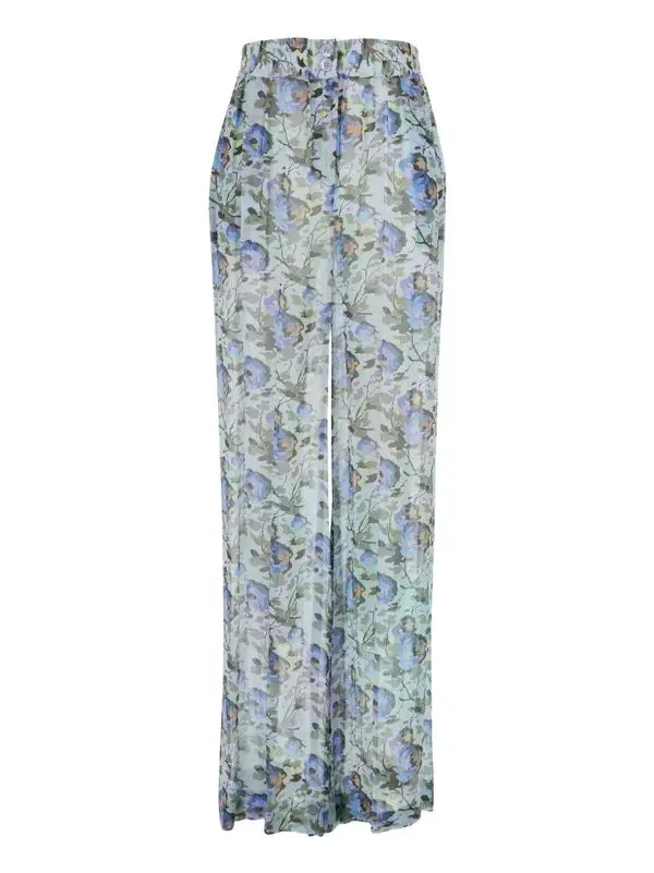 SEMICOUTURE Floral-print Palazzo Pants - Blue