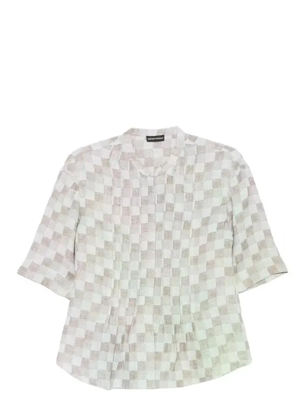 Emporio Armani Checked Short-sleeve Top - Neutrals