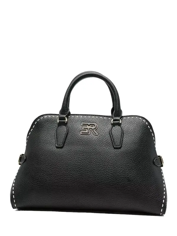 ERMANNO FIRENZE Leather Tote Bag With Logo - Black