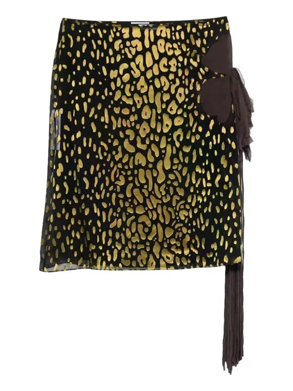 FERRAGAMO Animal-print Midi Skirt - Black