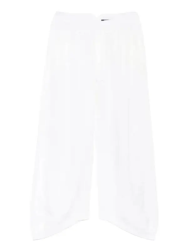 European Culture Drawstring Cropped Trousers - White