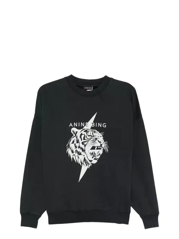 ANINE BING Tiger-print Sweatshirt - Black