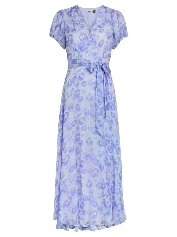 Rixo Corrine Chiffon Floral-print V-neck Midi Dress - Blue