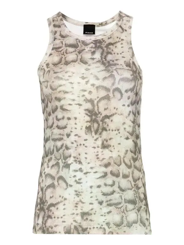Pinko Snakeskin-print Tank Top - Neutrals
