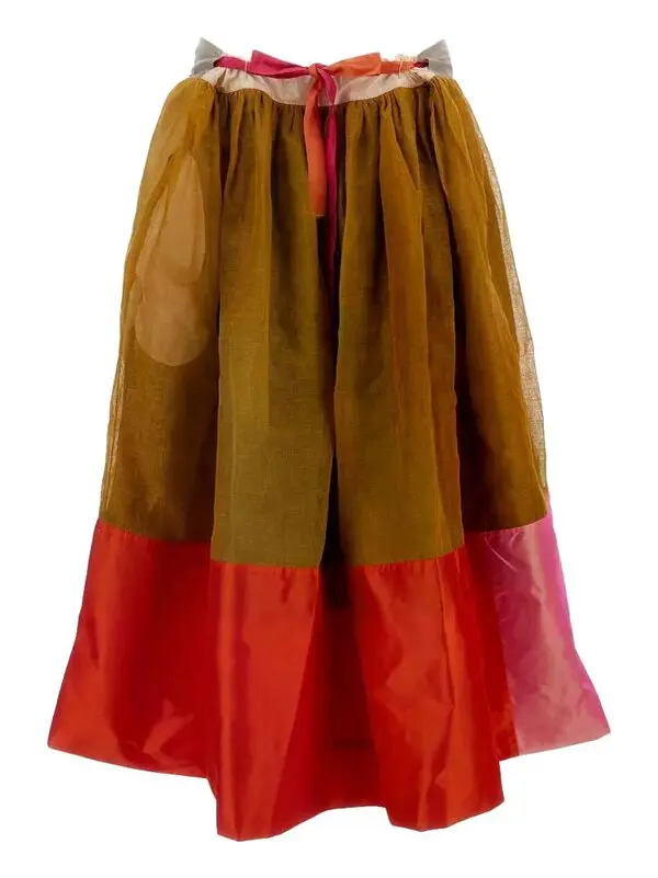 DANIELA GREGIS Patchwork Midi Skirt - Brown
