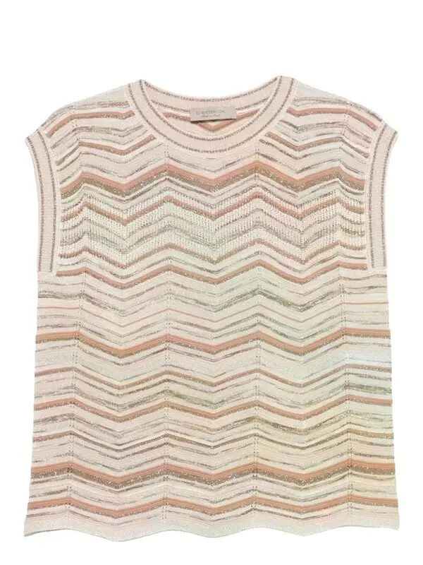 D.exterior Chevron-pattern Sleeveless Top - Neutrals