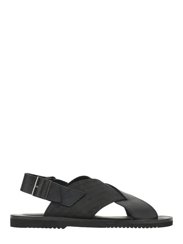 Emporio Armani Cross-strap Leather Sandals - Black
