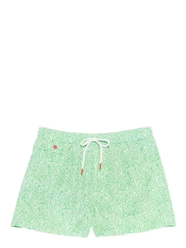 Kiton Floral Print Swim Shorts - Green