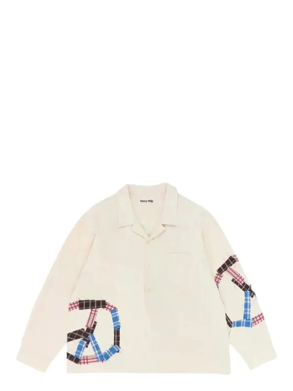 STORY MFG. Greetings Patchwork Long-sleeve Shirt - White