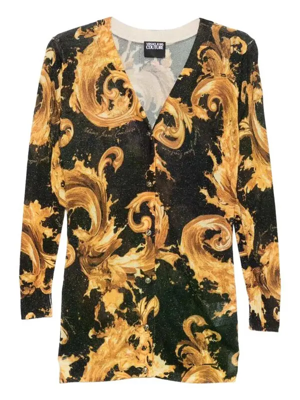 Versace Baroque-print Cardigan - Black