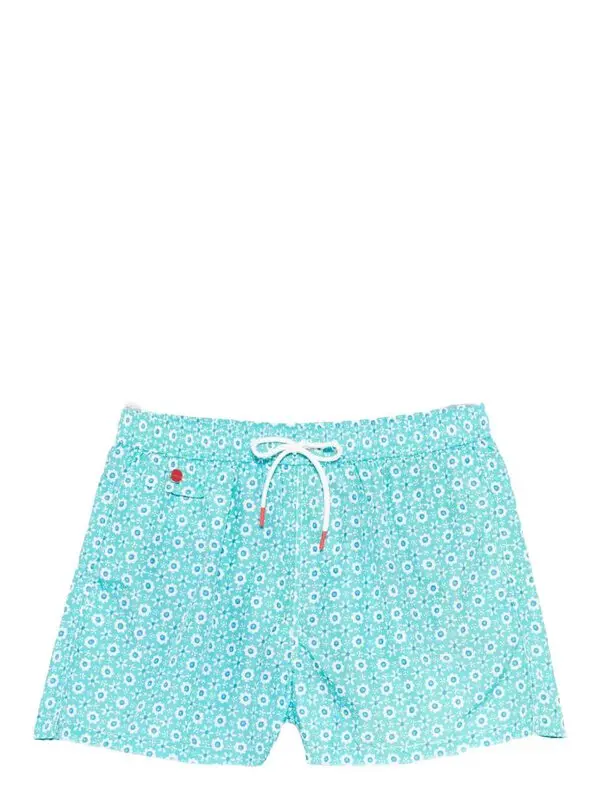 Kiton Floral Print Swim Shorts - Blue
