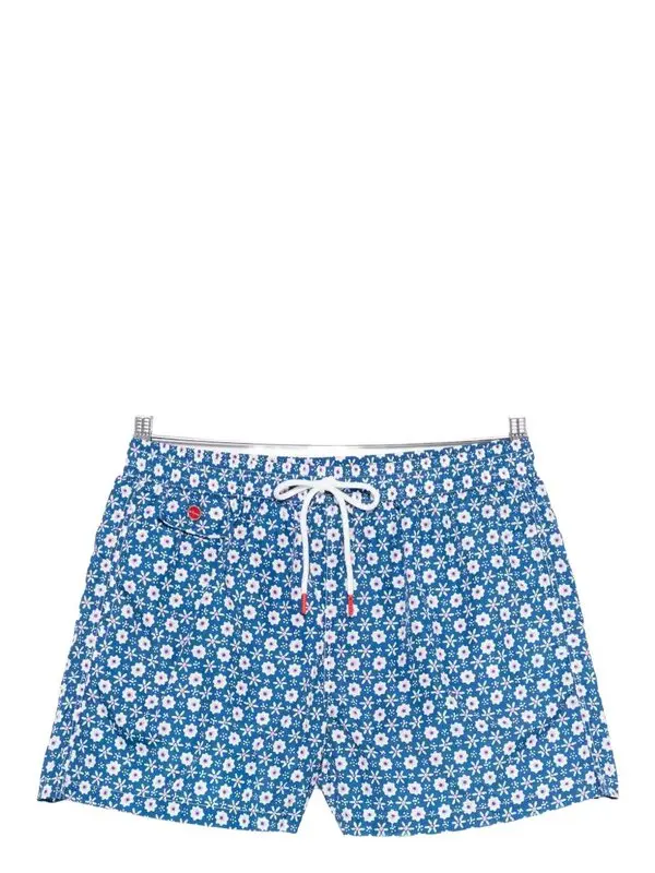 Kiton Floral Print Swim Shorts - Blue