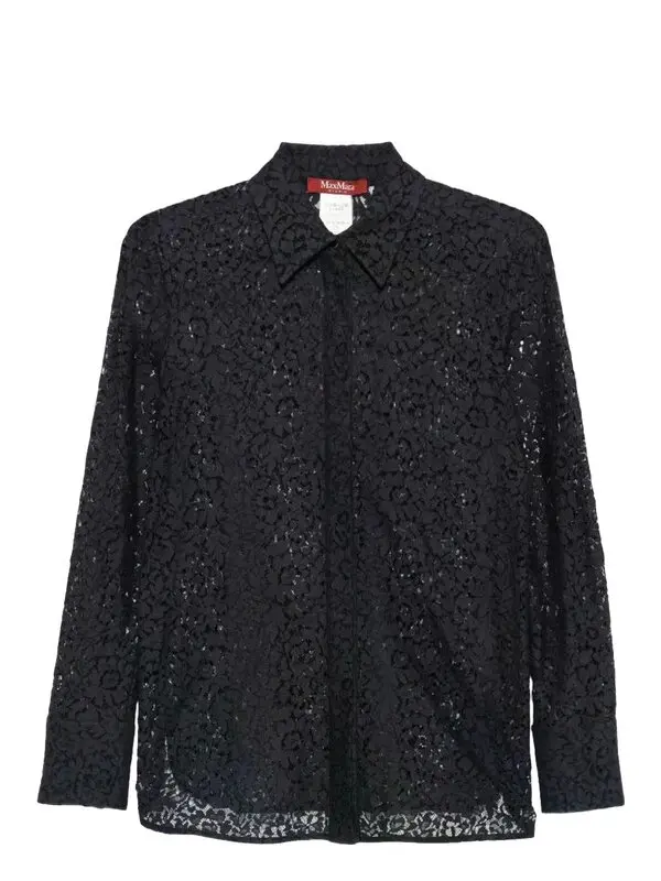 Max Mara Gala Long-sleeve Lace Shirt - Black