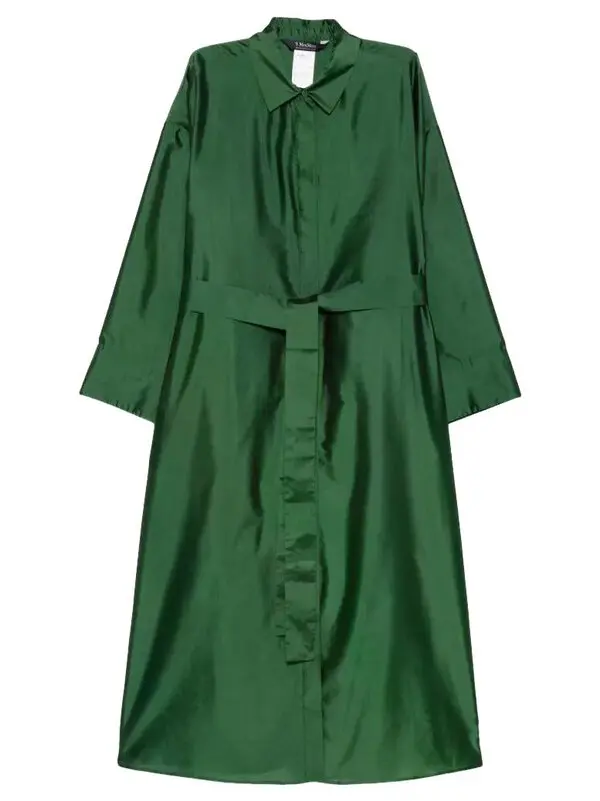 Max Mara Manna Belted Shirt Midi Dress - Green