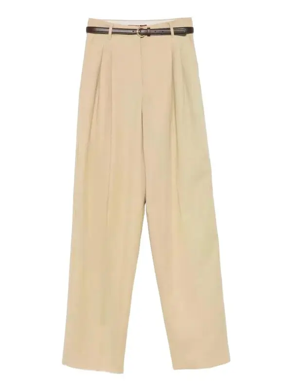 Max Mara Pleated Belted Trousers - Neutrals