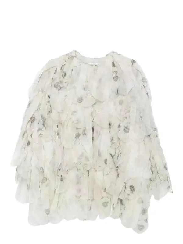 Max Mara Floral Ruffled Jacket - White