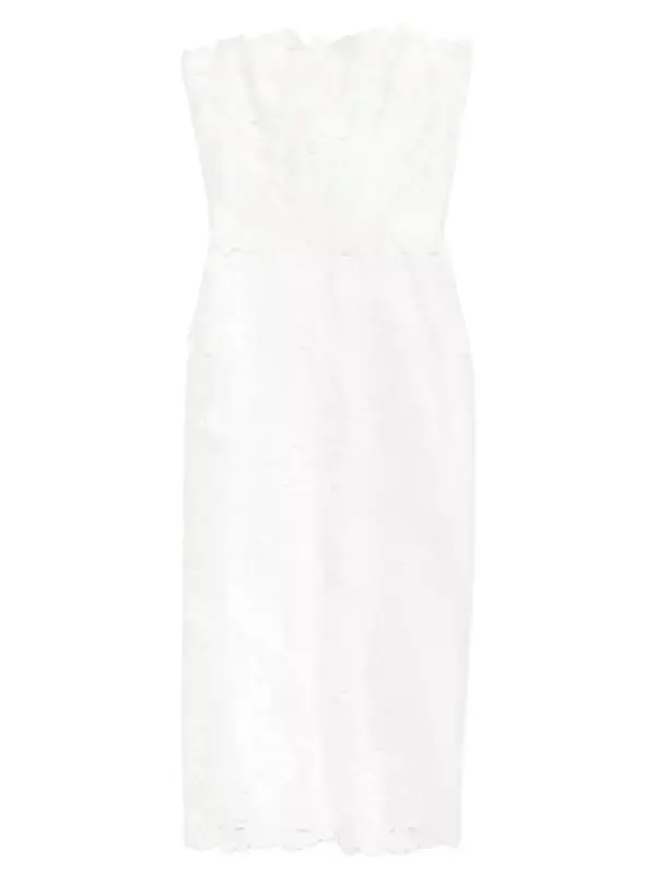 Costarellos Lace Strapless Midi Dress - White