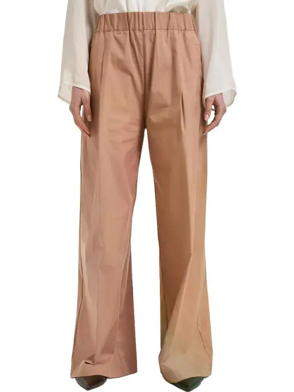 SEMICOUTURE Elasticated Pleated Palazzo Pants - Neutrals