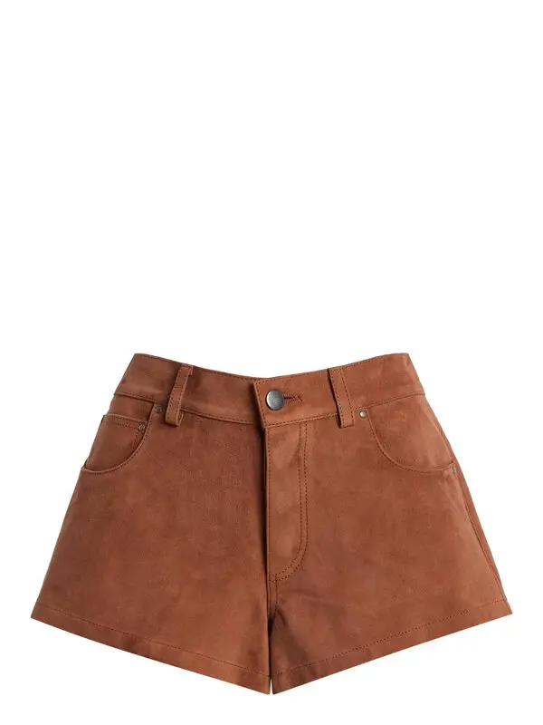EB DENIM Portman Low-rise Suede Shorts - Brown