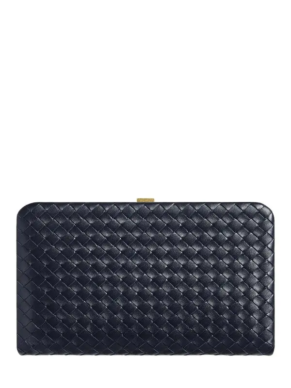 Bottega Veneta Intrecciato Leather Mezzanotte Clutch - Navy