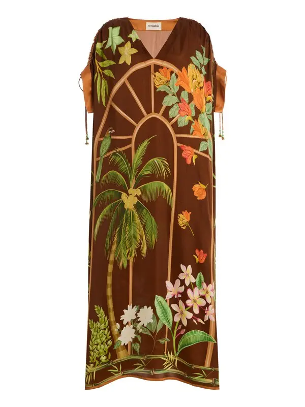 Verandah Satin Kaftan - Brown