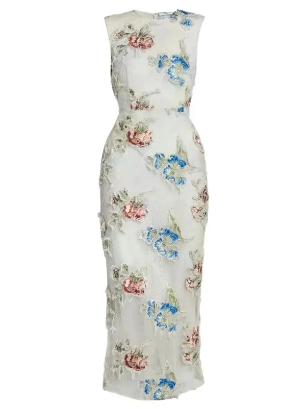 Erdem Floral-appliqué Midi Dress - White