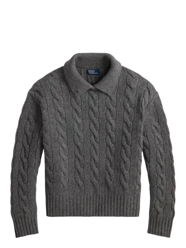 Polo Ralph Lauren Cable-knit Wool Polo Sweater - Grey