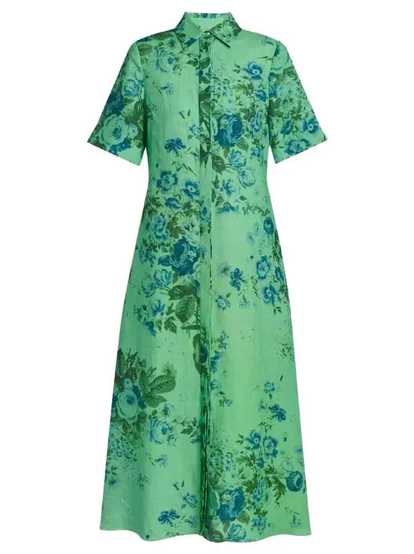 Erdem Floral-pattern Midi Dress - Green