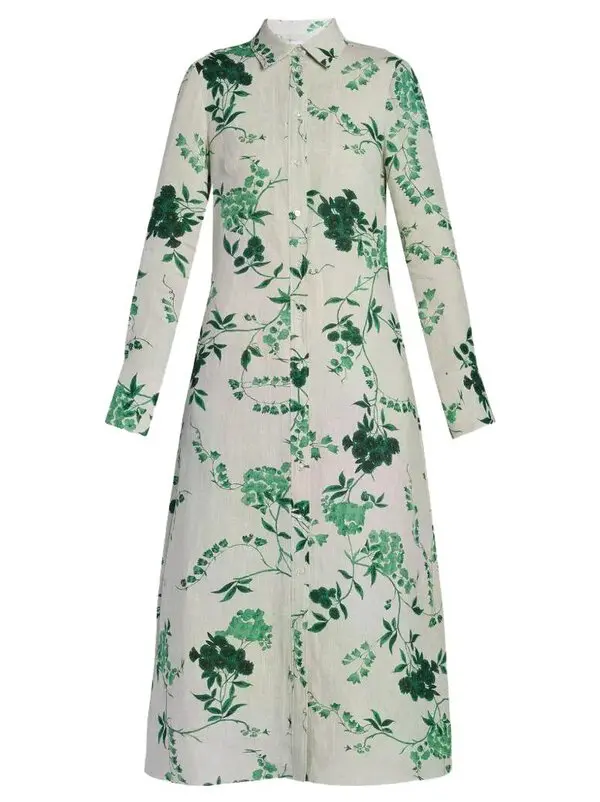 Erdem Floral Shirt Dress - Neutrals