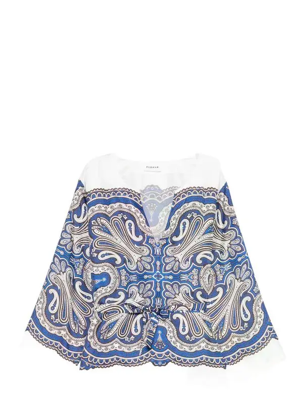 P.a.r.o.s.h Paisley Tie-waist Blouse - White