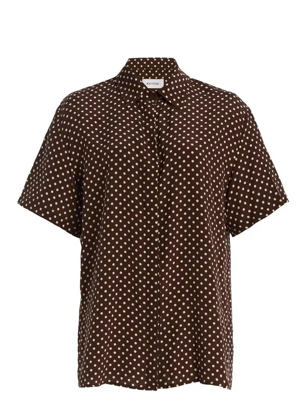 Matteau Polka-dot Silk Oversized Shirt - Brown