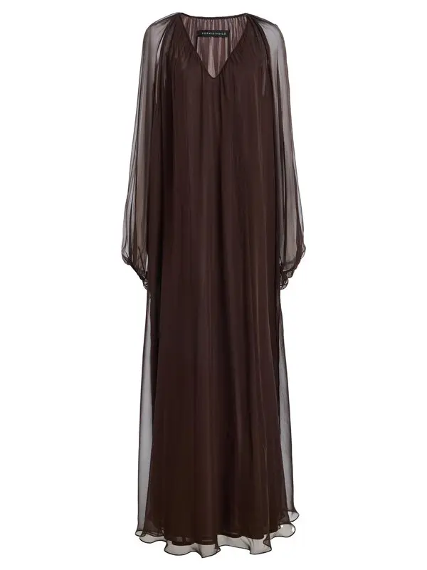 SEV Voile Maxi Caftan Dress - Brown