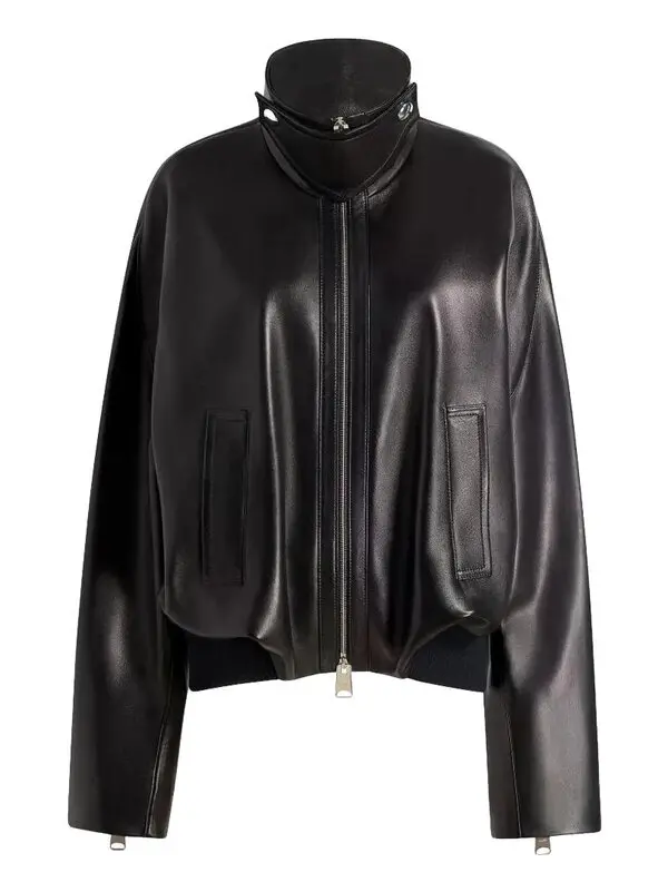 Khaite Hamett Nappa Leather Bomber Jacket - Black