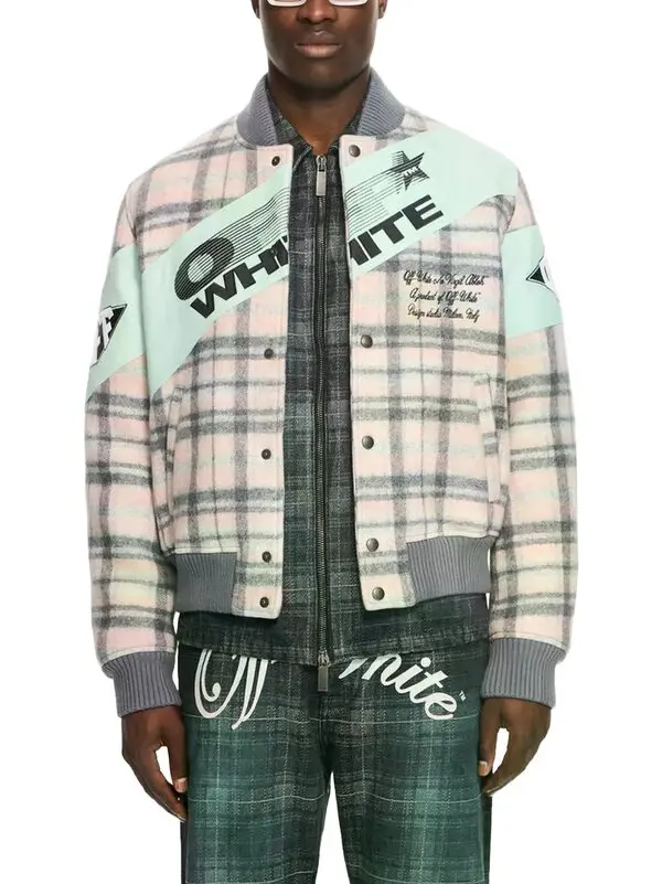 Off-White Checked Bomber Jacket - Pink