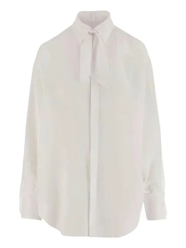 SA SU PHI Tie-neck Buttoned Shirt - White