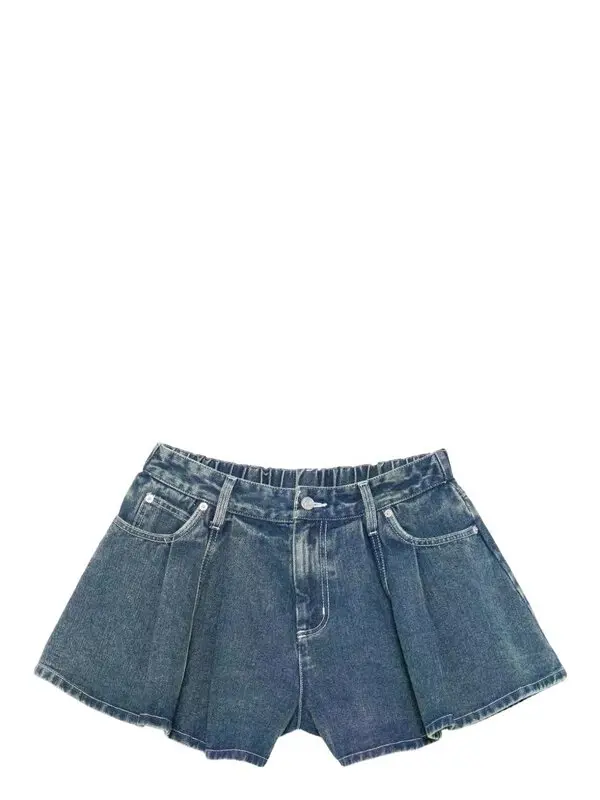 Sea Pleated-front Denim Shorts - Blue