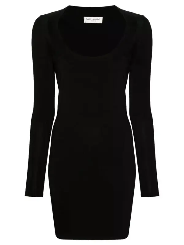 Saint Laurent Ribbed Knit Mini Dress - Black