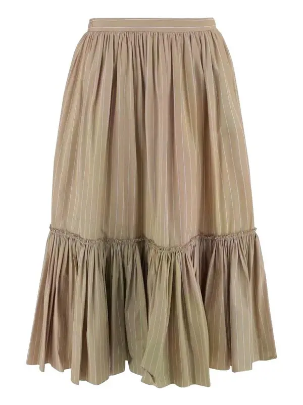 JIL SANDER Pinstripe Tiered Skirt - Neutrals