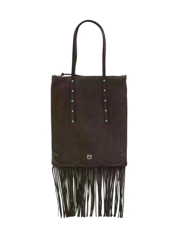 Pinko Studded Fringed Tote Bag - Brown