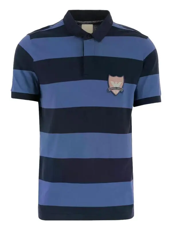 Emporio Armani Striped Logo Polo Shirt - Blue